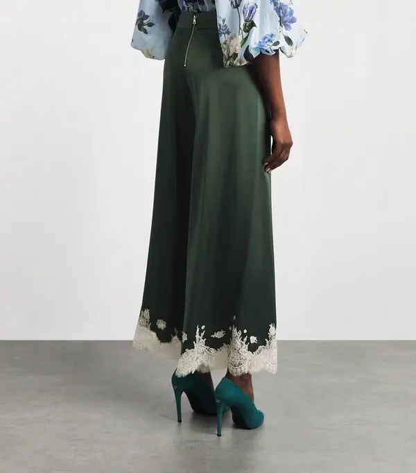 Alice + Olivia Wide-leg Athena Trousers With Lace Inserts