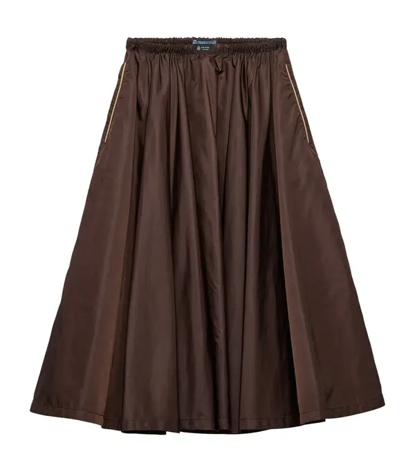 Prada Re-nylon Gathered Midi Skirt - Brown