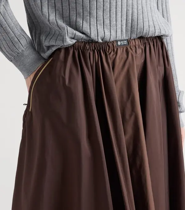 Prada Re-nylon Gathered Midi Skirt
