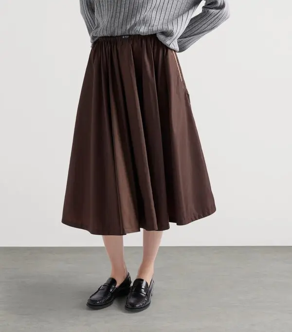 Prada Re-nylon Gathered Midi Skirt