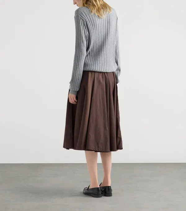 Prada Re-nylon Gathered Midi Skirt