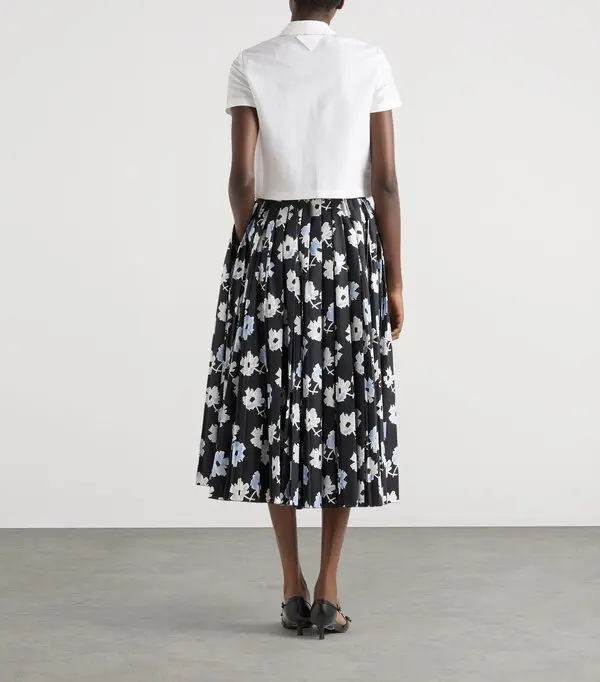 Prada Cotton Pleated Midi Skirt