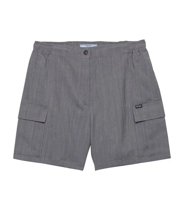 Prada Virgin Wool-mohair Shorts - Grey