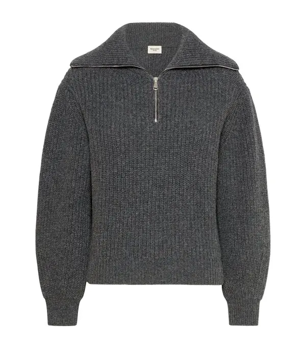 Max Mara Virgin-wool Quarter-zip Sweater - Grey