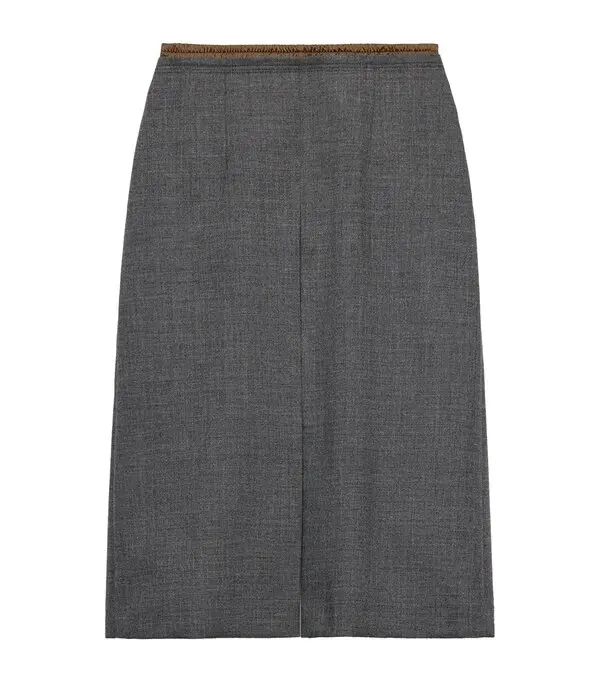 Prada Wool Rush Stitch Midi Skirt
