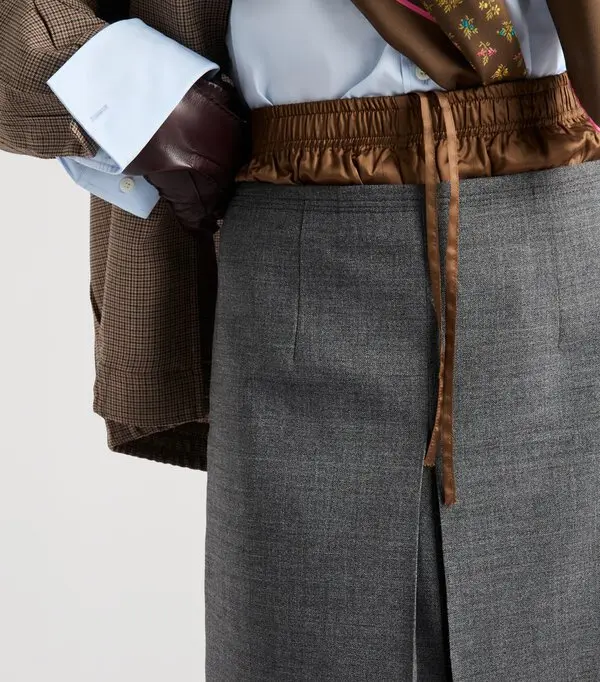 Prada Wool Rush Stitch Midi Skirt