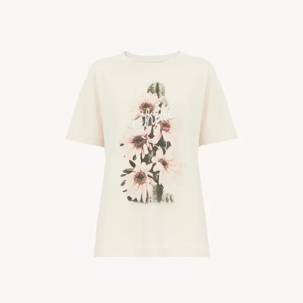 Chloé Floral Print T-shirt - Soft Beige