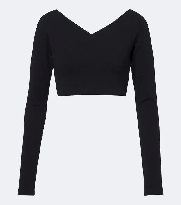 Alaïa Cotton-blend Crepe Wrap Top - Black