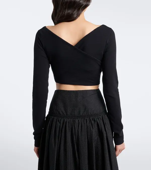 Alaïa Cotton-blend Crepe Wrap Top