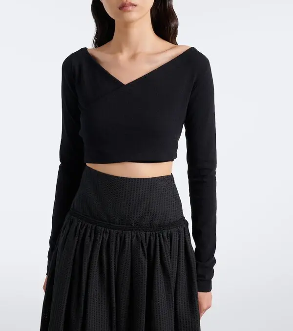 Alaïa Cotton-blend Crepe Wrap Top