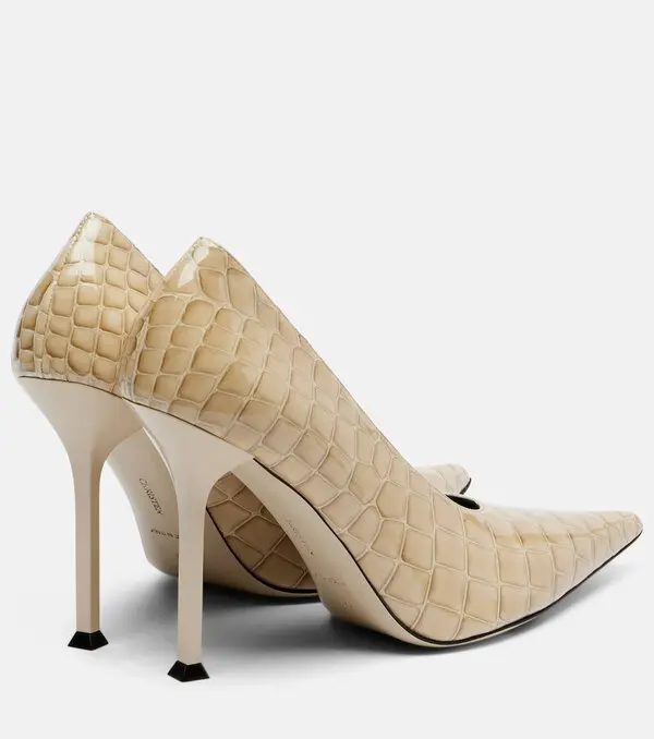 CHRISTEN Helix Croc-effect Patent Leather Pumps
