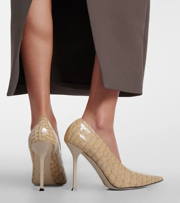 CHRISTEN Helix Croc-effect Patent Leather Pumps