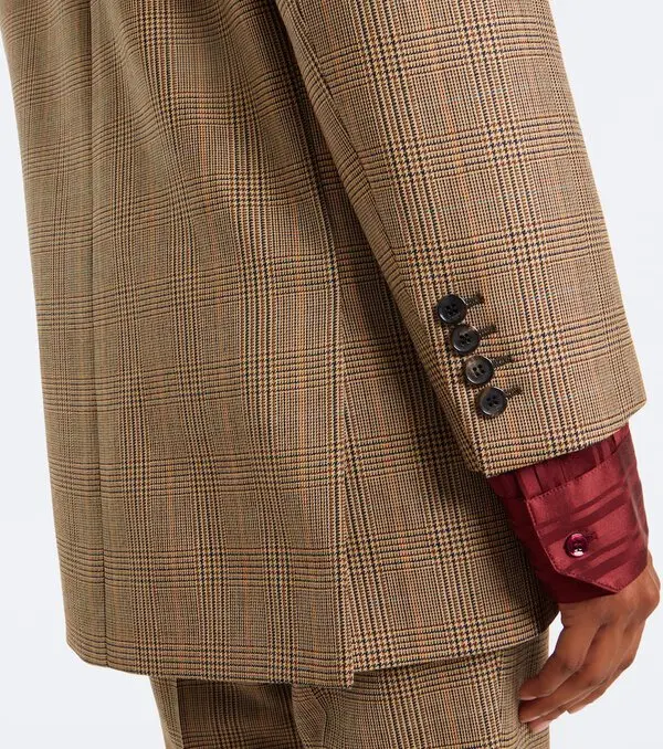 Saint Laurent Double-breasted Prince Of Wales Wool Blazer