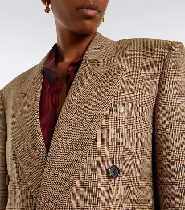 Saint Laurent Double-breasted Prince Of Wales Wool Blazer