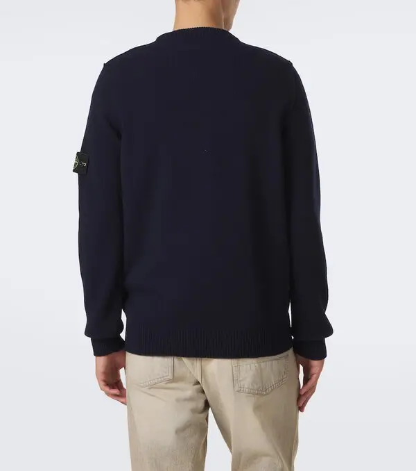 Stone Island Compass Badge Wool-blend Sweater - Blue