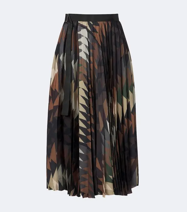 Sacai X A.p.c. Plisse Printed Midi Skirt - Multicoloured