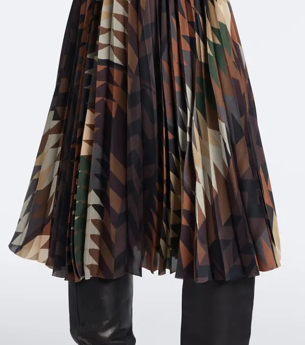 Sacai X A.p.c. Plisse Printed Midi Skirt