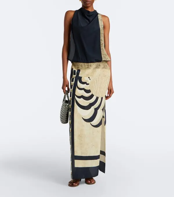 SIR. Sona Printed Silk Maxi Dress