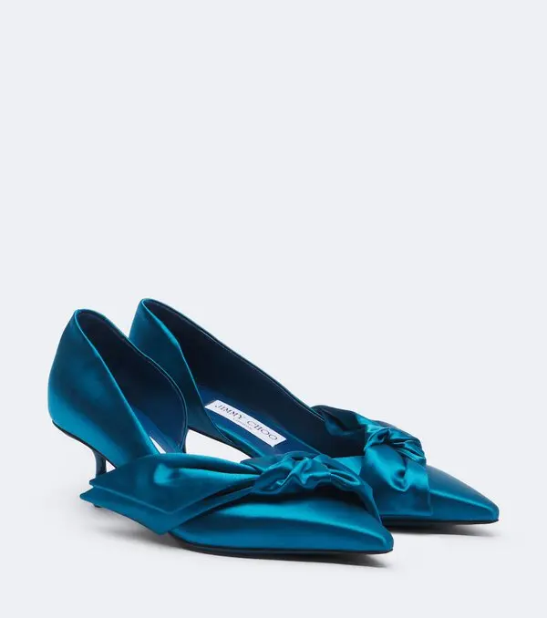 JIMMY CHOO Issy Bow-detail Satin Pumps - Blue