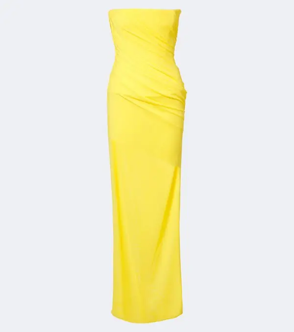 Alex Perry Ruched Mesh Bustier Gown