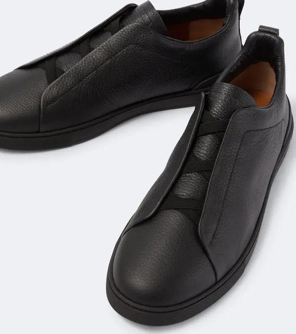 Zegna Triple Stitch Leather Sneakers