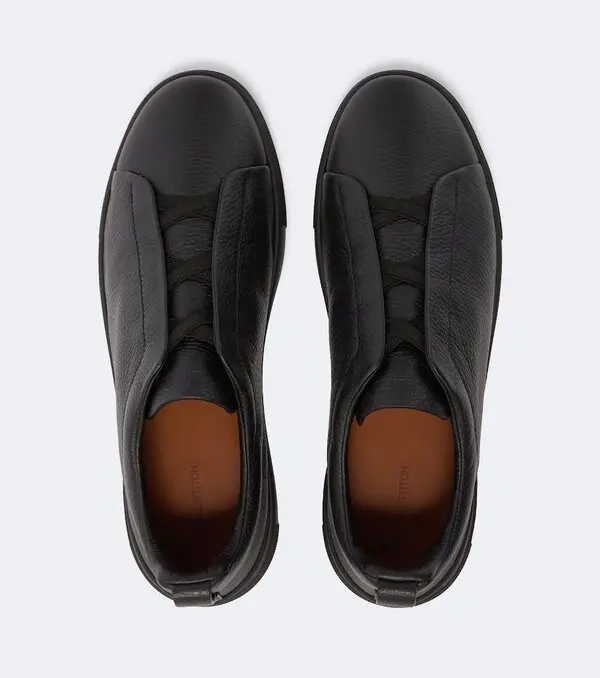 Zegna Triple Stitch Leather Sneakers