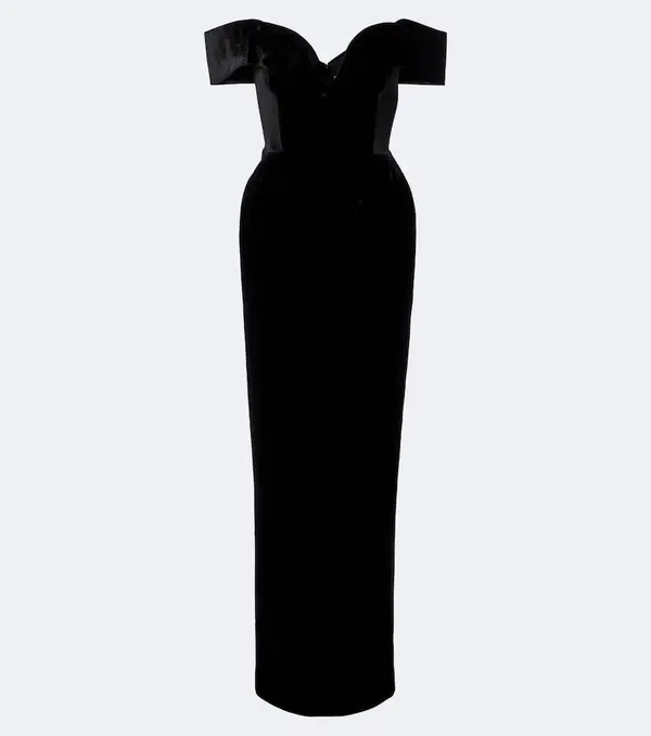 Rachel Gilbert Ryn Off-shoulder Velvet Corset Gown