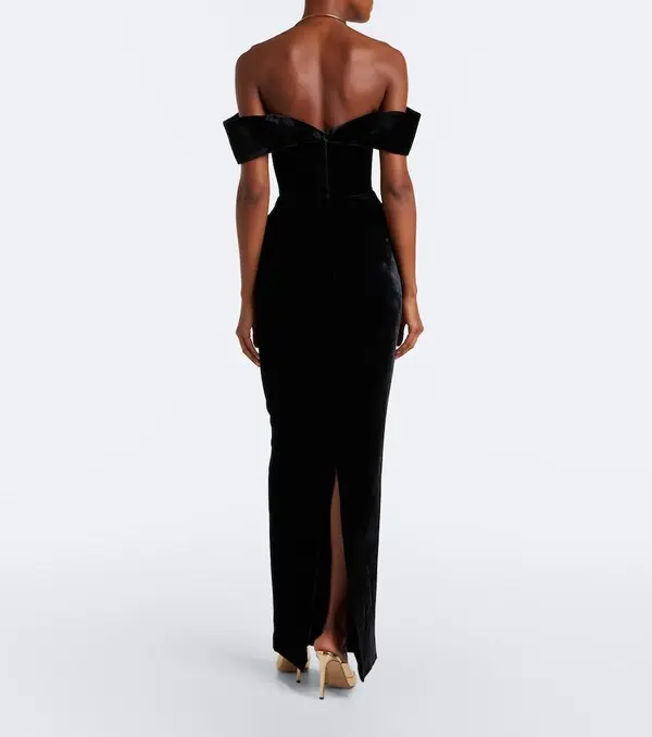 Rachel Gilbert Ryn Off-shoulder Velvet Corset Gown