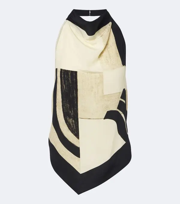 SIR. Sona Printed Silk Top - Beige