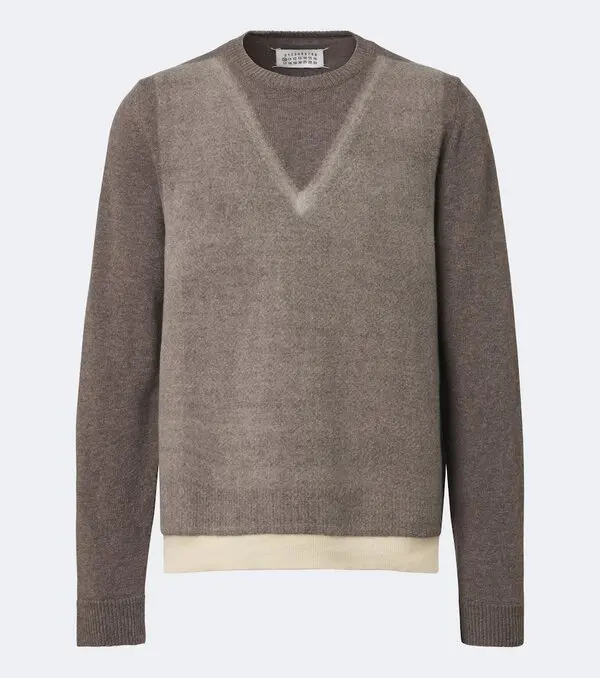 MAISON MARGIELA Printed Virgin Wool Sweater - Brown