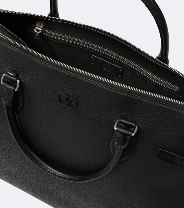 Valentino Garavani Vlogo Leather Briefcase
