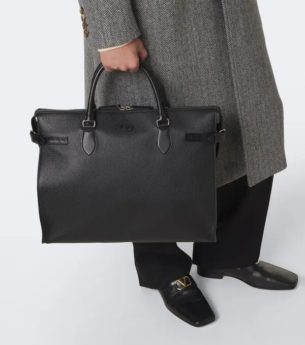 Valentino Garavani Vlogo Leather Briefcase