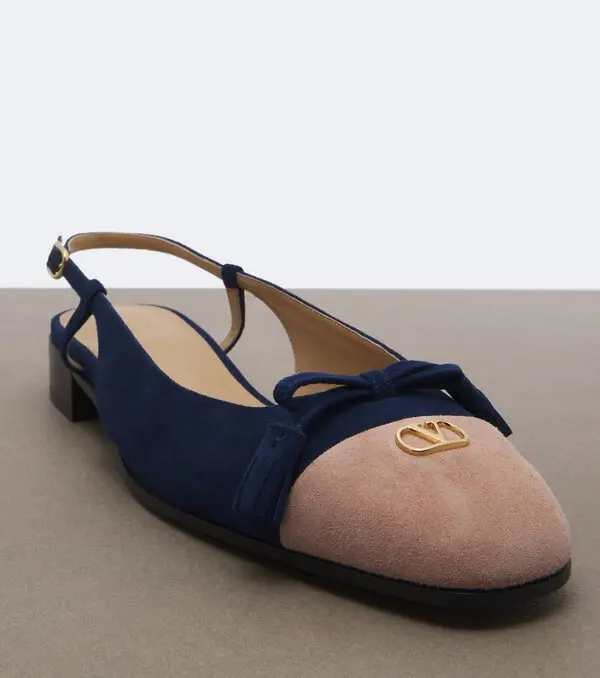 Valentino Garavani Suede Slingback Flats - Blue