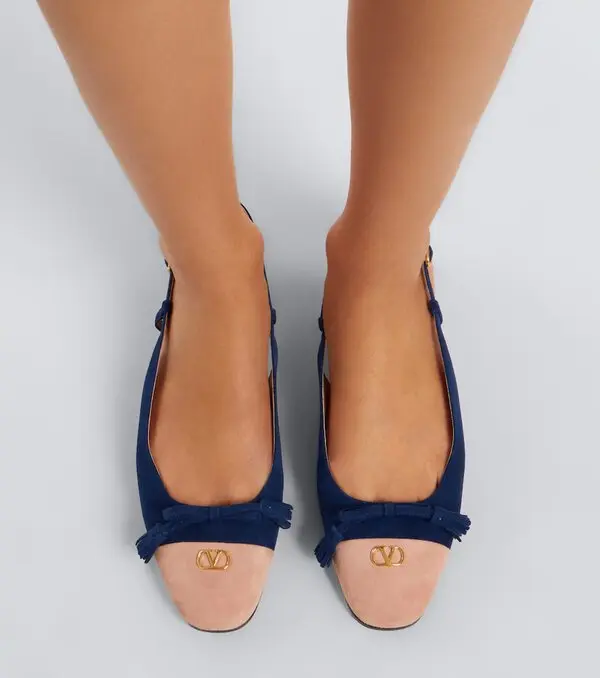 Valentino Garavani Suede Slingback Flats - Blue