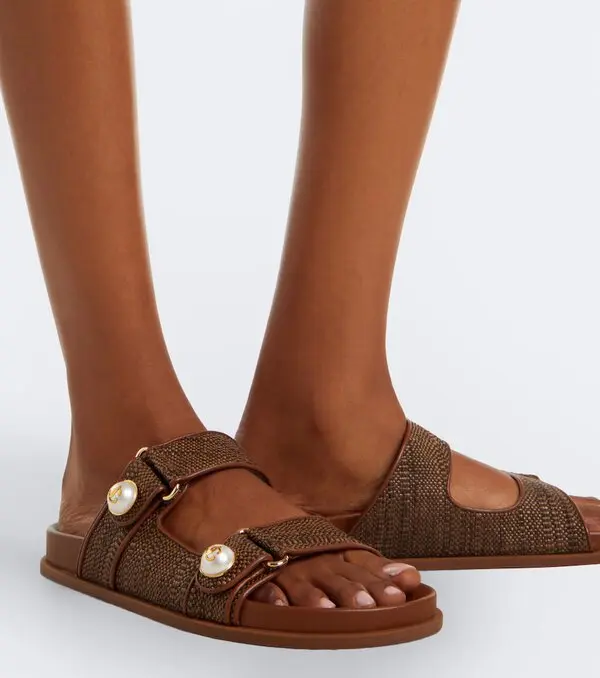 JIMMY CHOO Fayence Raffia-effect Sandals