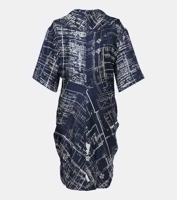 Bottega Veneta Printed Silk Twill Midi Dress