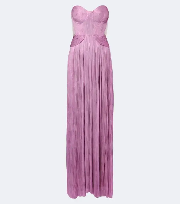 MARIA LUCIA HOHAN Kamina Metallic Silk Corset Gown - Pink