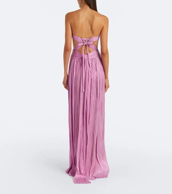MARIA LUCIA HOHAN Kamina Metallic Silk Corset Gown - Pink