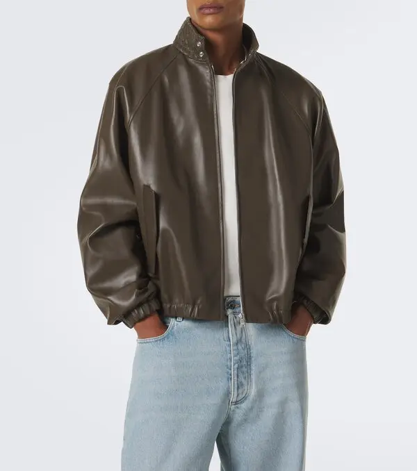 Bottega Veneta Intrecciato Leather Blouson Jacket