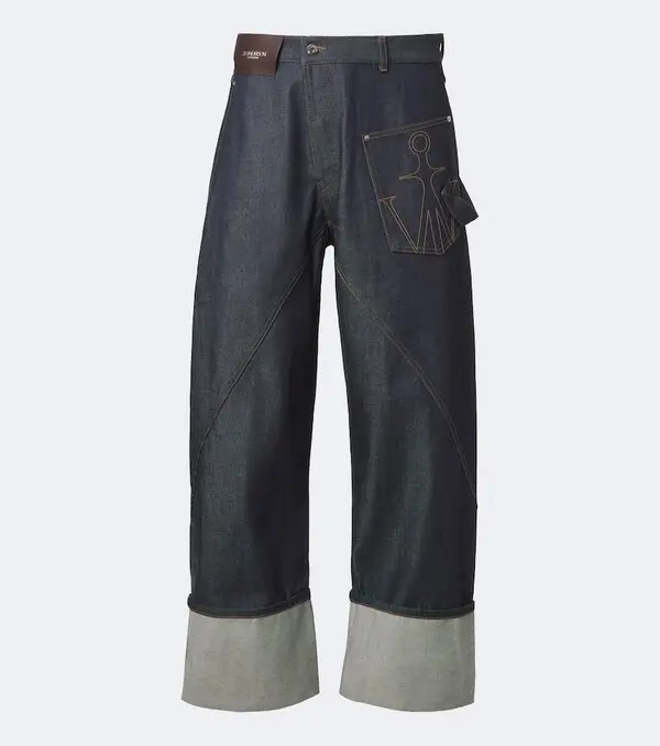 JW Anderson Embroidered Wide-leg Jeans - Blue