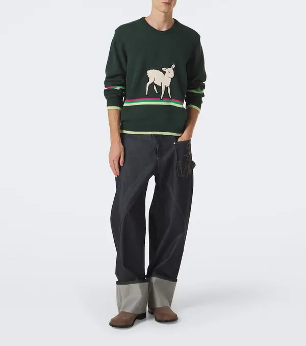 JW Anderson Embroidered Wide-leg Jeans