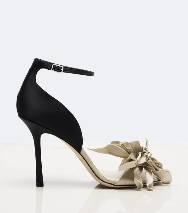 JIMMY CHOO Coko Floral Appliqué Sandals - Black