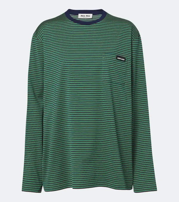 Miu Miu Striped Cotton Jersey T-shirt - Multicoloured