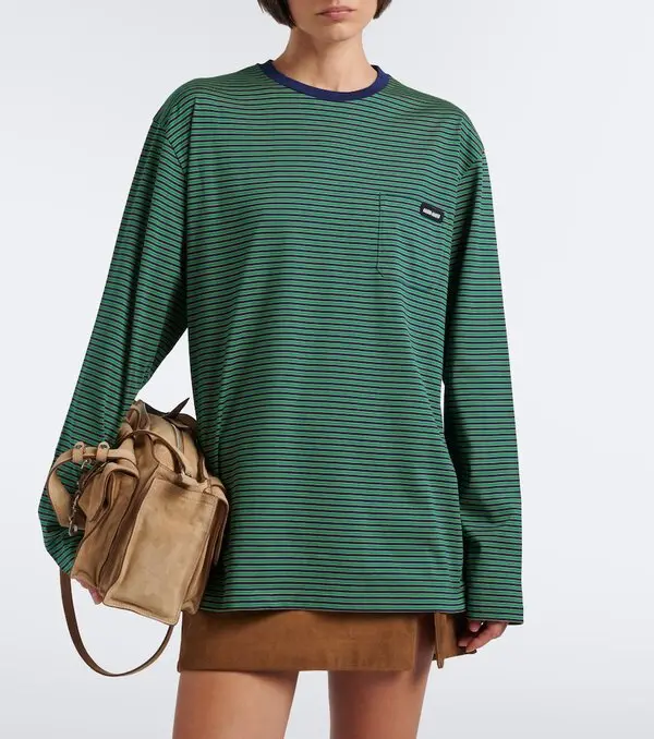 Miu Miu Striped Cotton Jersey T-shirt