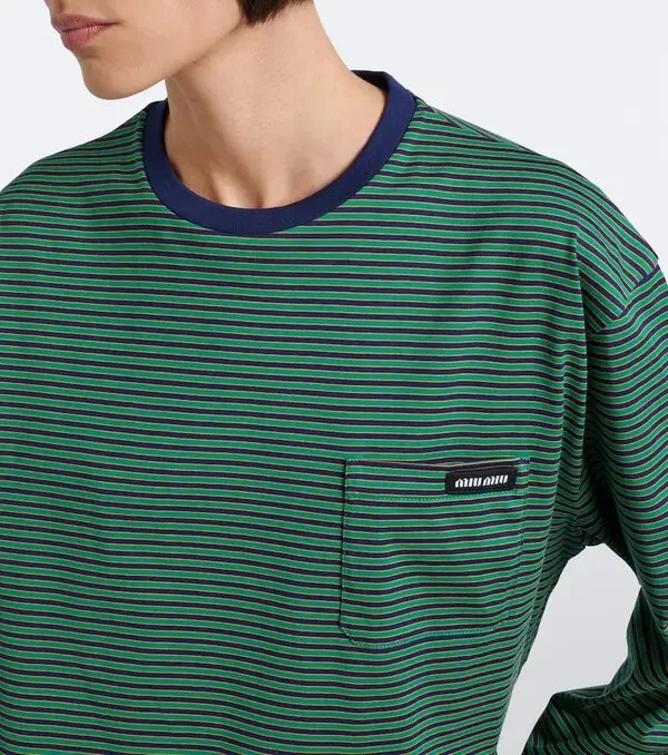 Miu Miu Striped Cotton Jersey T-shirt