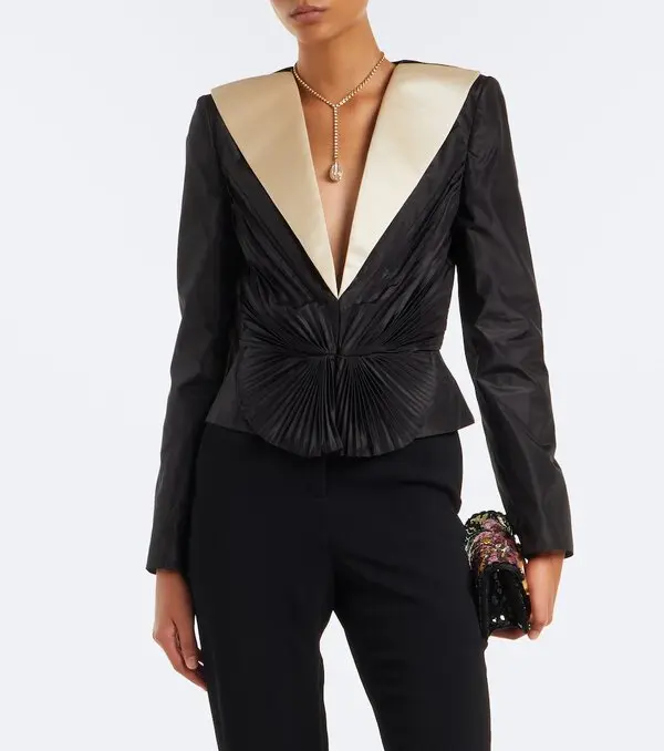 Valentino Garavani Plisse Silk Taffeta Blazer