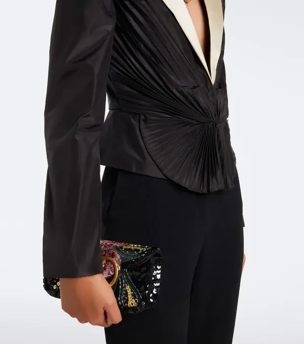 Valentino Garavani Plisse Silk Taffeta Blazer