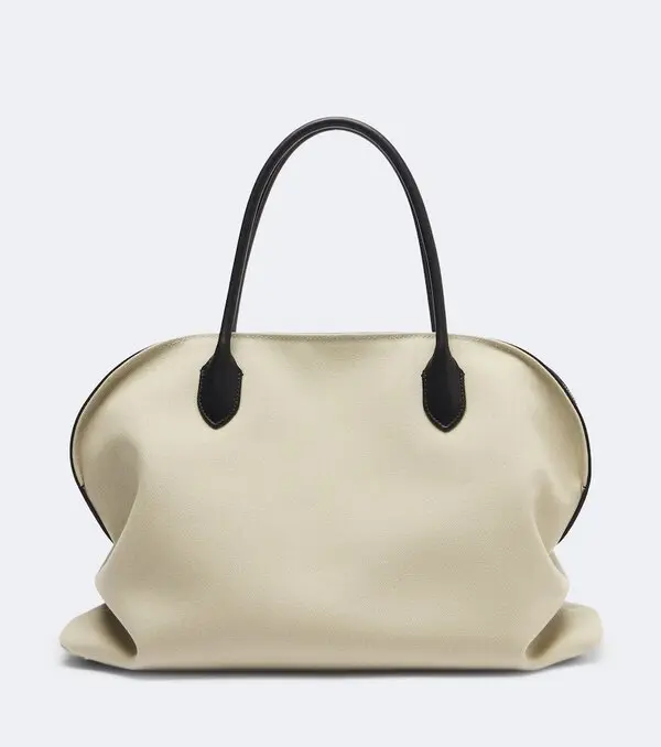 THE ROW Agnes 15 Leather-trimmed Canvas Tote Bag - Beige