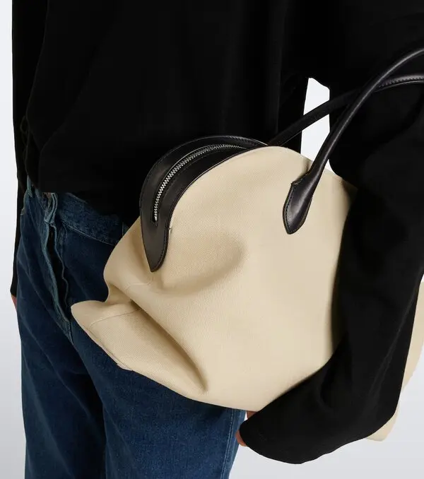 THE ROW Agnes 15 Leather-trimmed Canvas Tote Bag