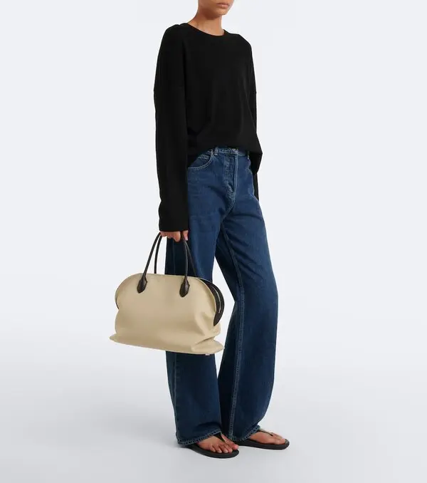 THE ROW Agnes 15 Leather-trimmed Canvas Tote Bag